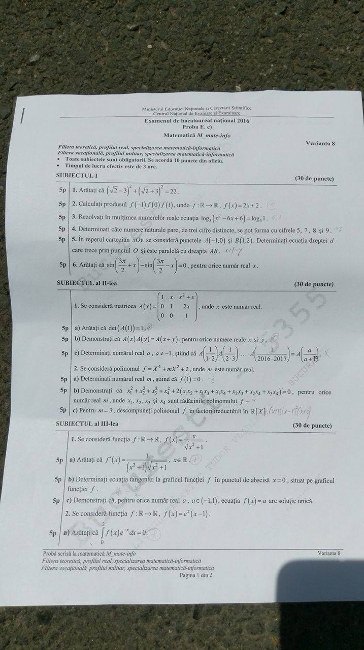 Subiectele primite de elevi la Istorie și Matematică